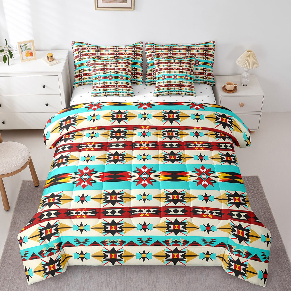 Western Comforter Set 7 Piece Bed in a Bag Twin,Southwestern Sheet Set ...