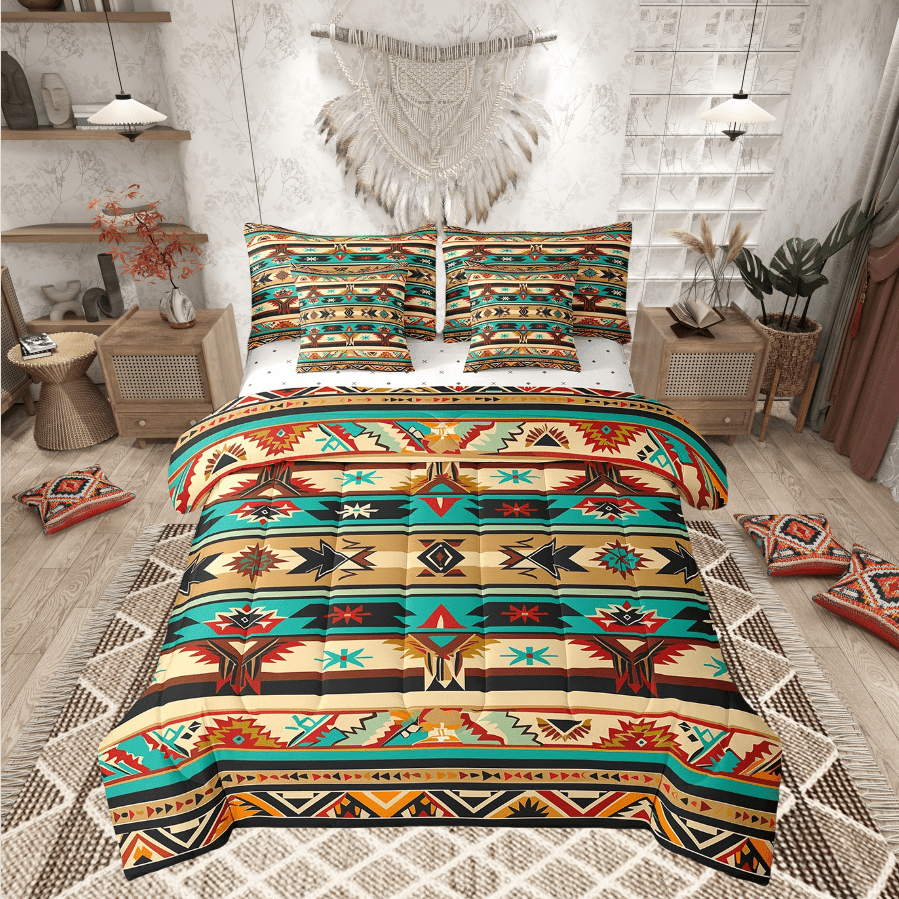 Western Comforter Set 7 Piece Bed in a Bag Twin,Southwestern Sheet Set ...