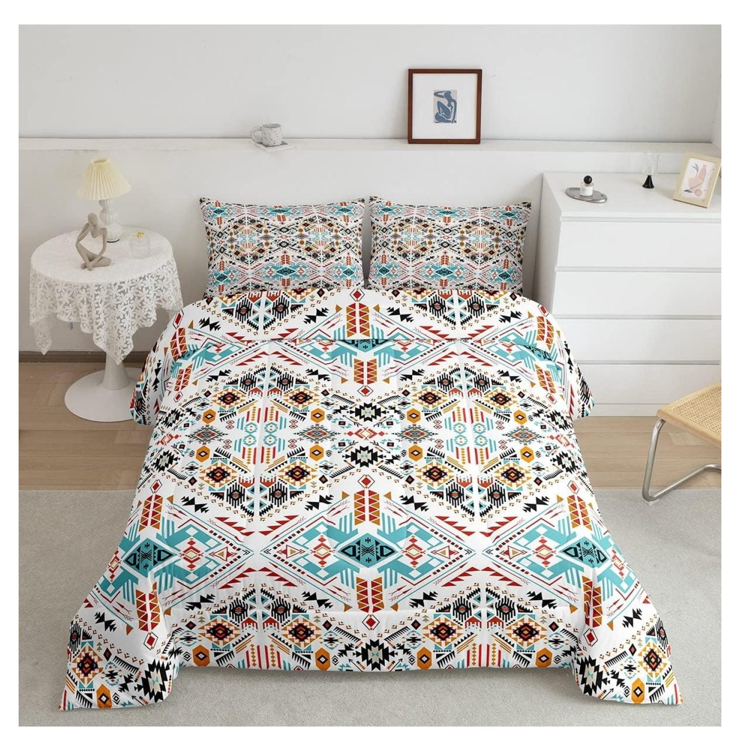 Western Comforter Set Bohemian Aztec Bedding Set for Kids Adults Ethnic ...