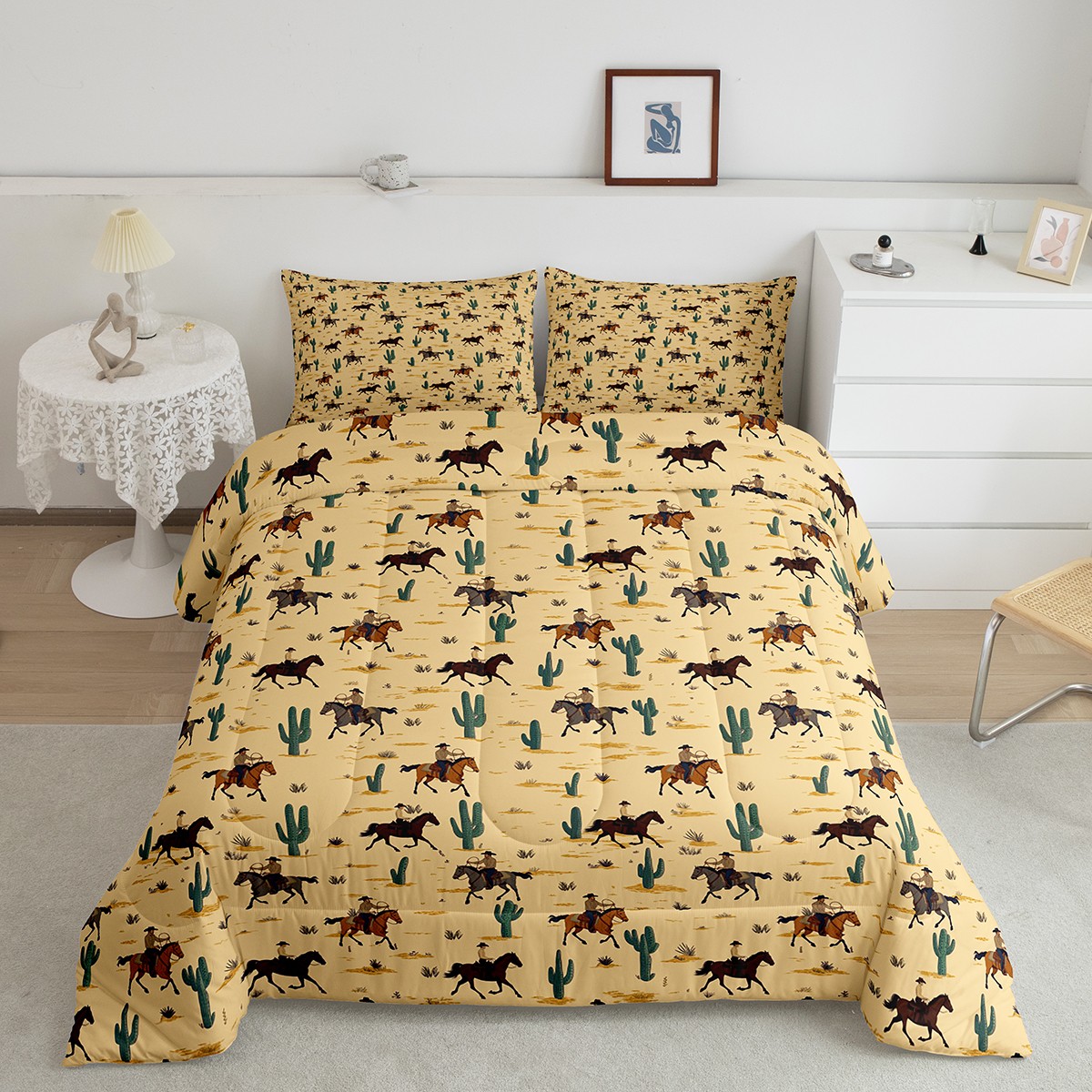 Western Comforter Set Farmhouse West Cowboy Twin Bedding Set Desert ...