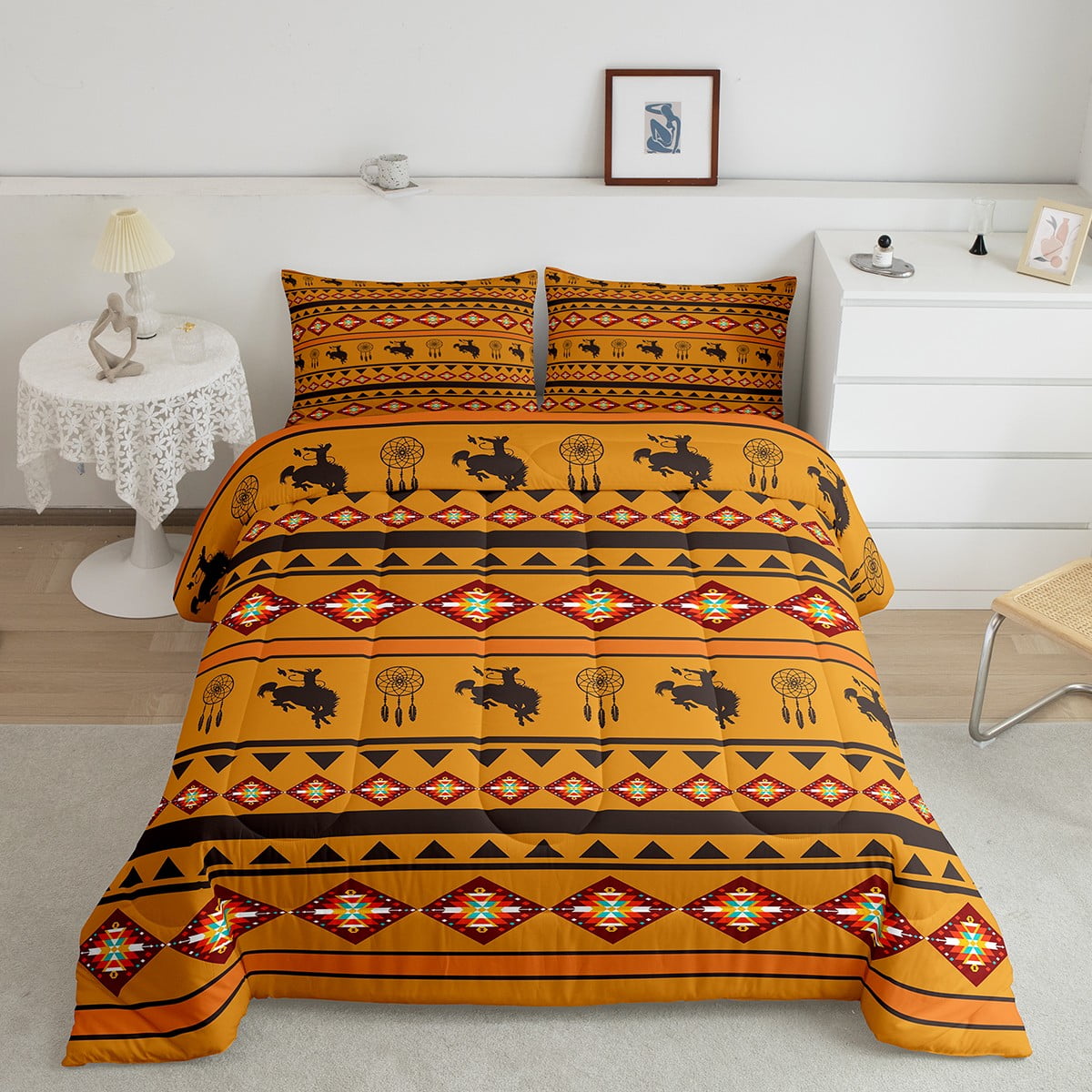Western Comforter Set Queen, Horse Southwestern Cowboy Bedding Set ...