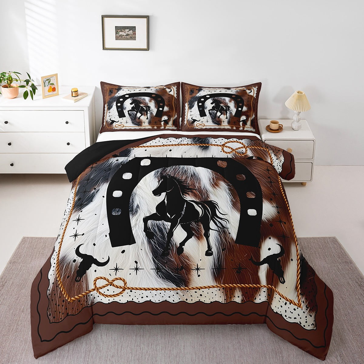Western Comforter Set Queen Size Horse Cowboy Bedding Sets Rustic ...