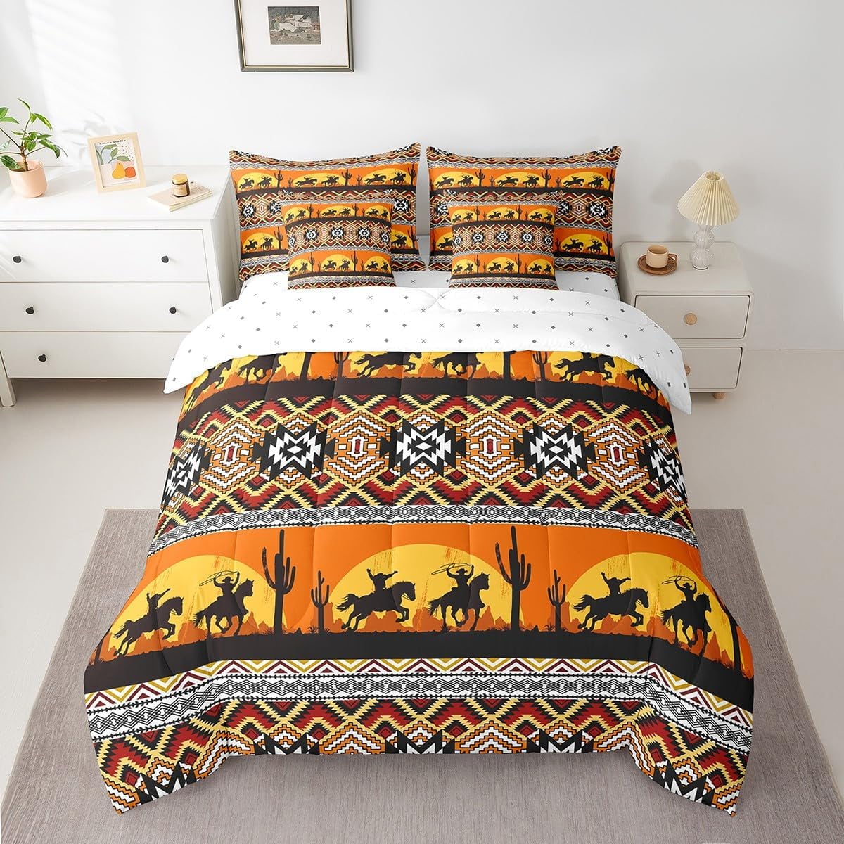 Western Comforter Set with Sheets Cowboy 7 Piece Bedding Set King Size ...