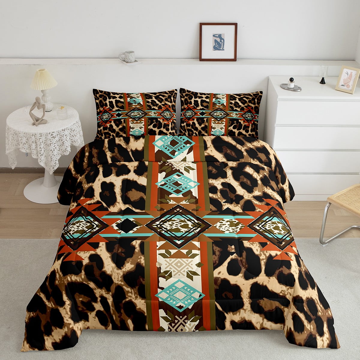 Western Comforter Set Full Cheetah Print Quilt,Leopard Skin Hair Spot ...