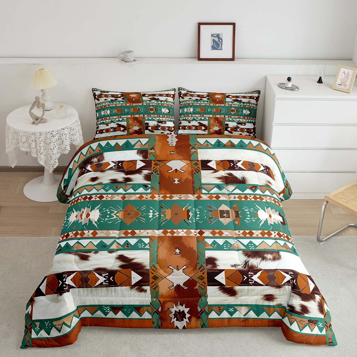 Western Comforter Set Geometric Aztec Bedding Sets Full,Southwestern ...
