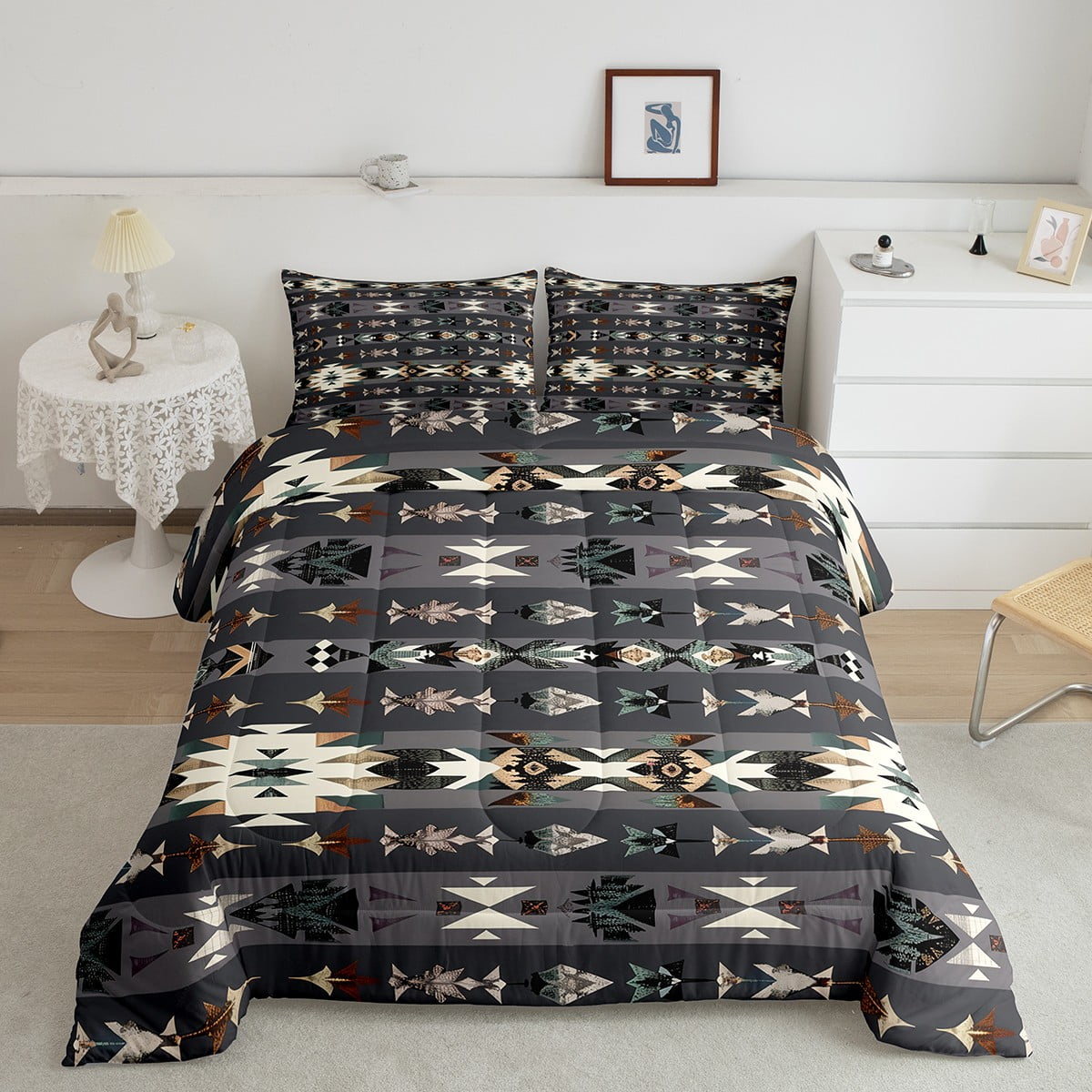 Western Comforter Set Geometric Aztec King Bedding Set,Southwestern ...