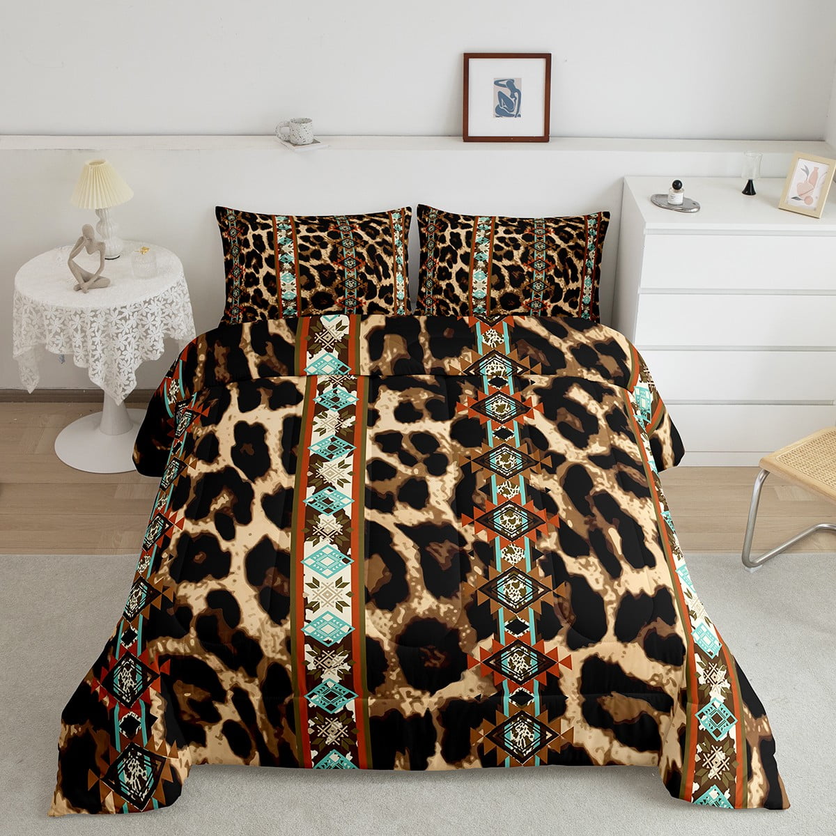Western Comforter Set King Cheetah Print Bedding Set,Leopard Skin Hair ...