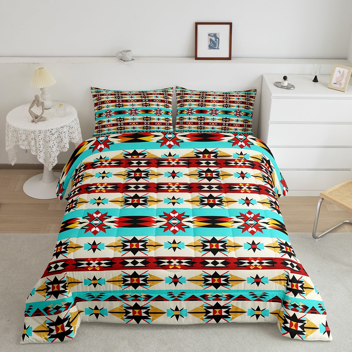 Western Comforter Set Southwestern Quilt Bed Set,Geometric Aztec Twin ...