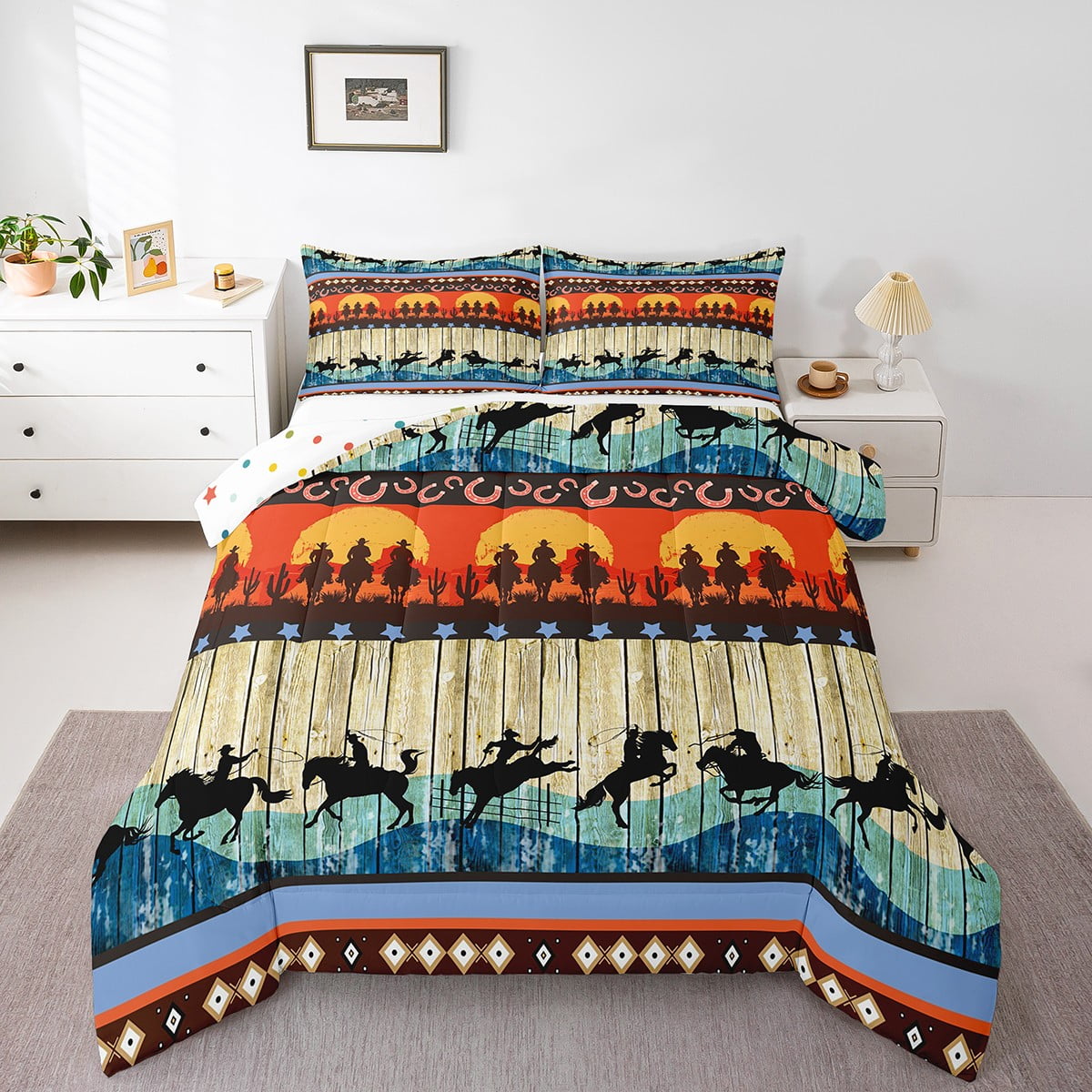 Western Comforter Set Vintage Sunset Twin Bedding Sets ,Cowboys Gifts ...