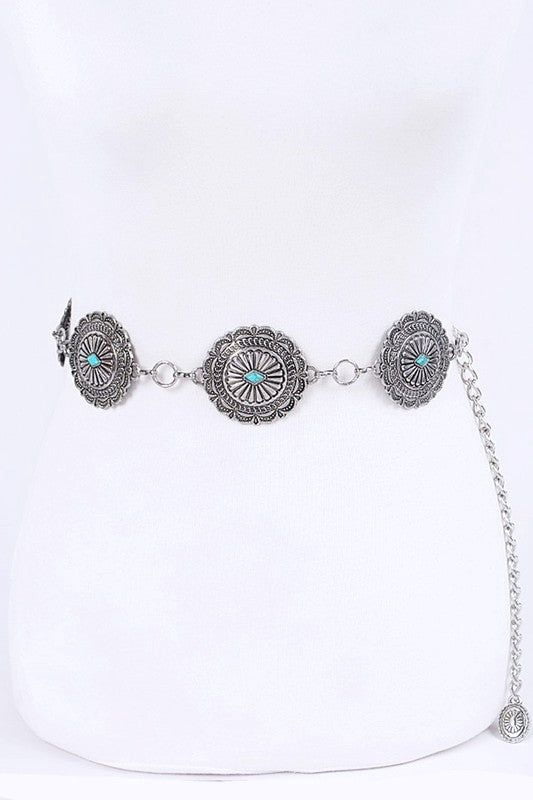 Western Concho Chain Belt ANTIQUE SILVER O/S - Walmart.com