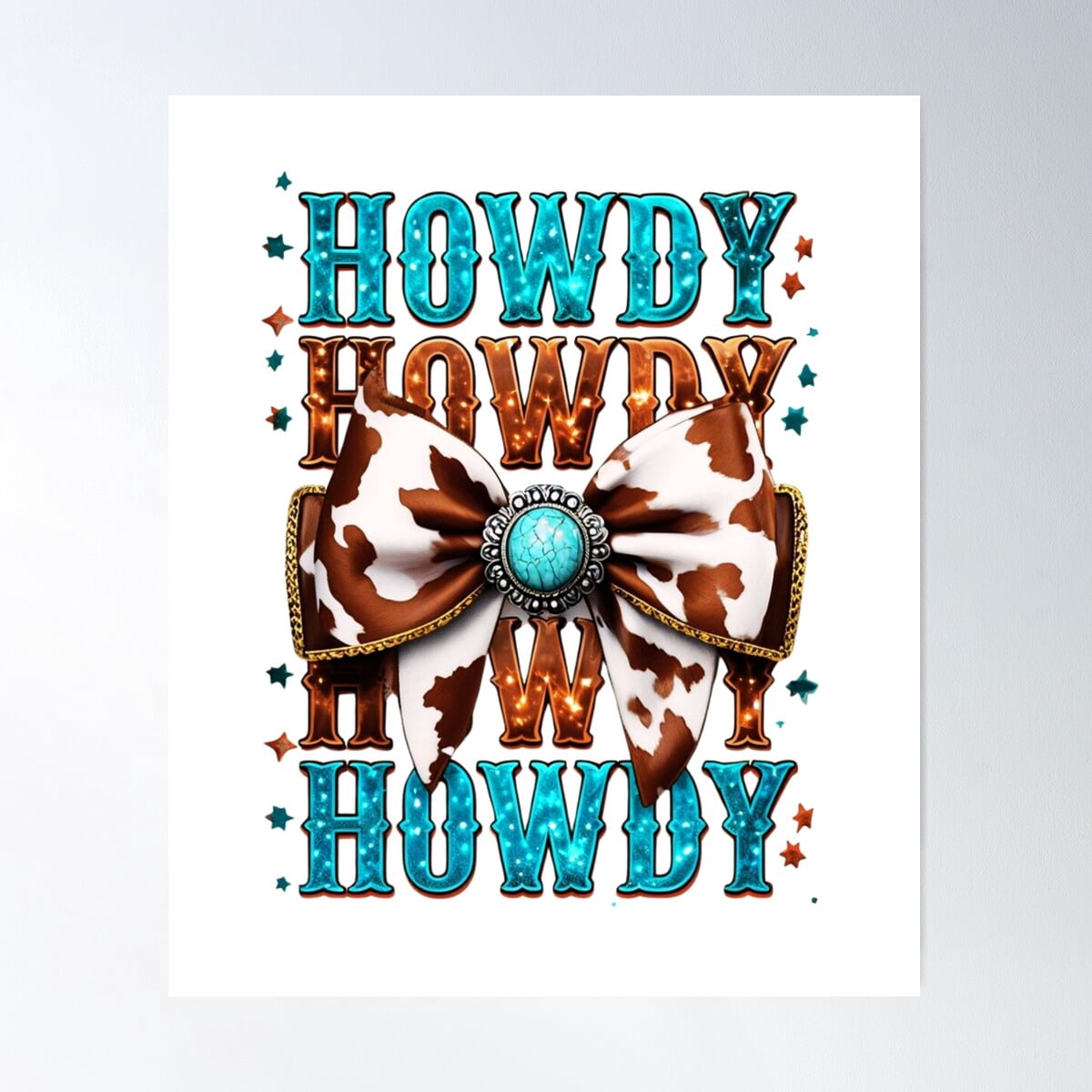 Western Coquette "Howdy" Design with Turquoise Cowhide â€“ Trendy ...