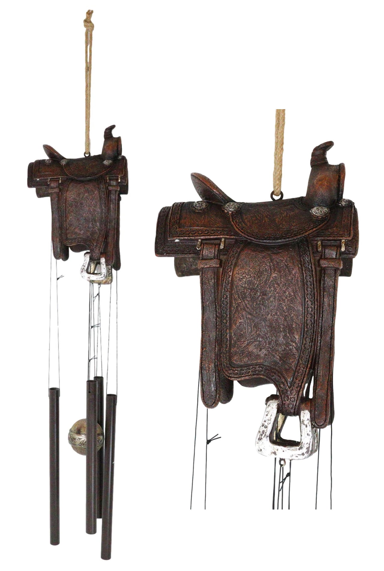 Western Country Cowboy Rustic Horse Saddle Decorative Wind Chime Garden ...