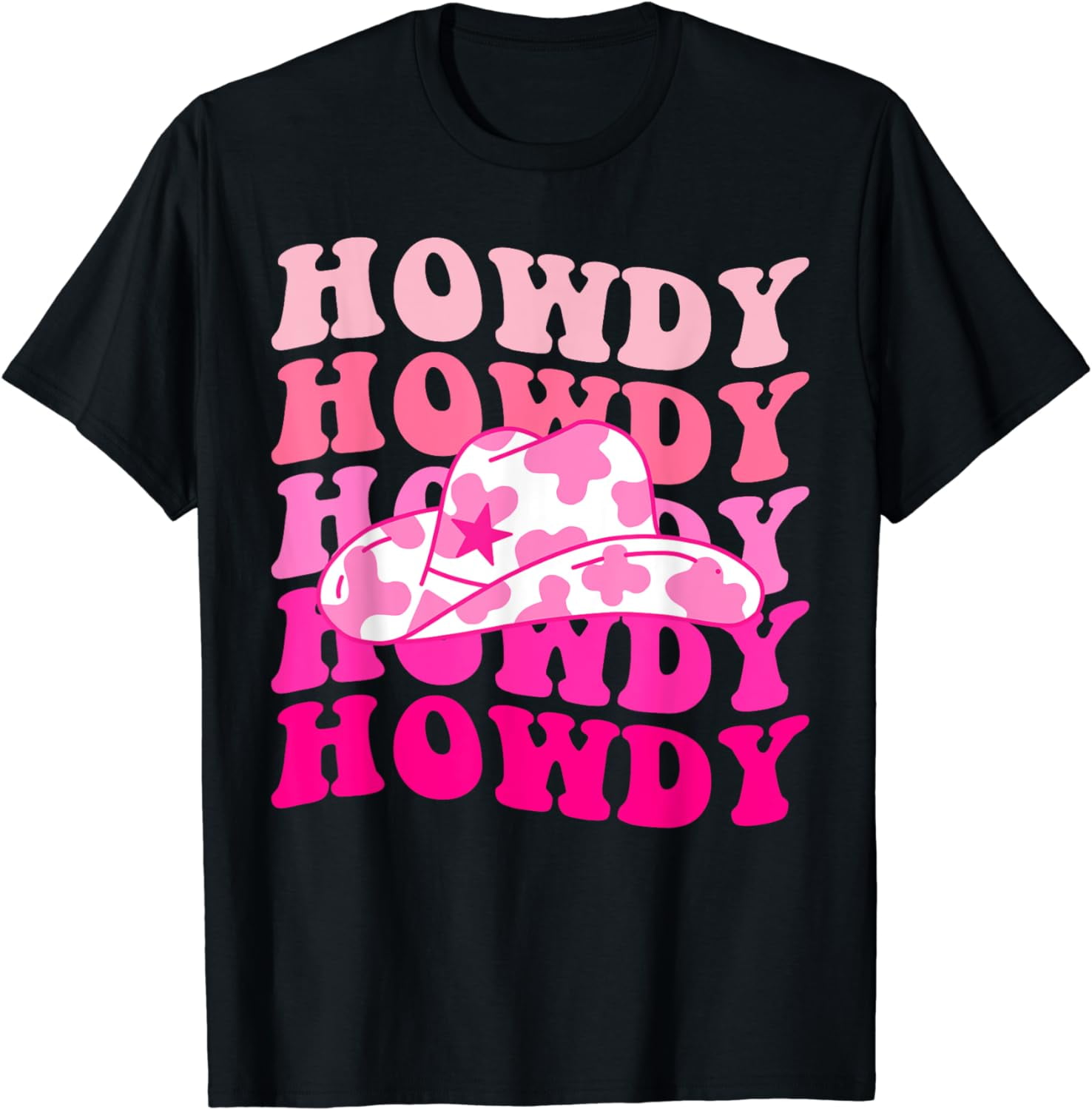 Western Country Cowgirl Hat Women Girls Groovy Howdy T-Shirt - Walmart.com