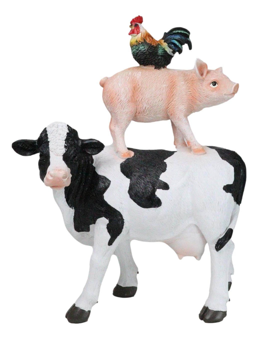 Western Country Rustic Farmhouse Holstein Cow Piglet And Hen Chicken ...