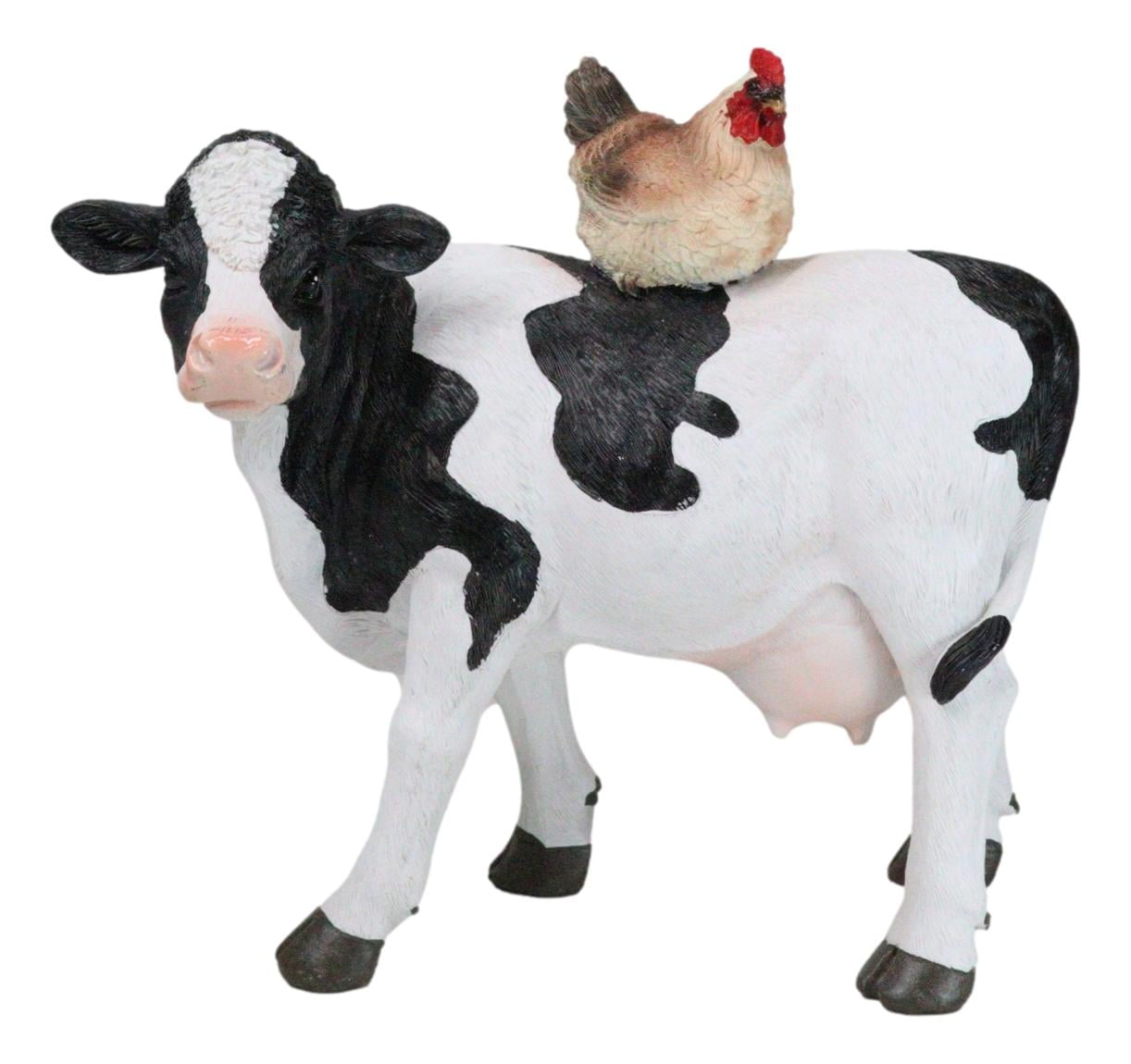 Western Country Rustic Farmhouse Holstein Cow With Hen Chicken Figurine ...