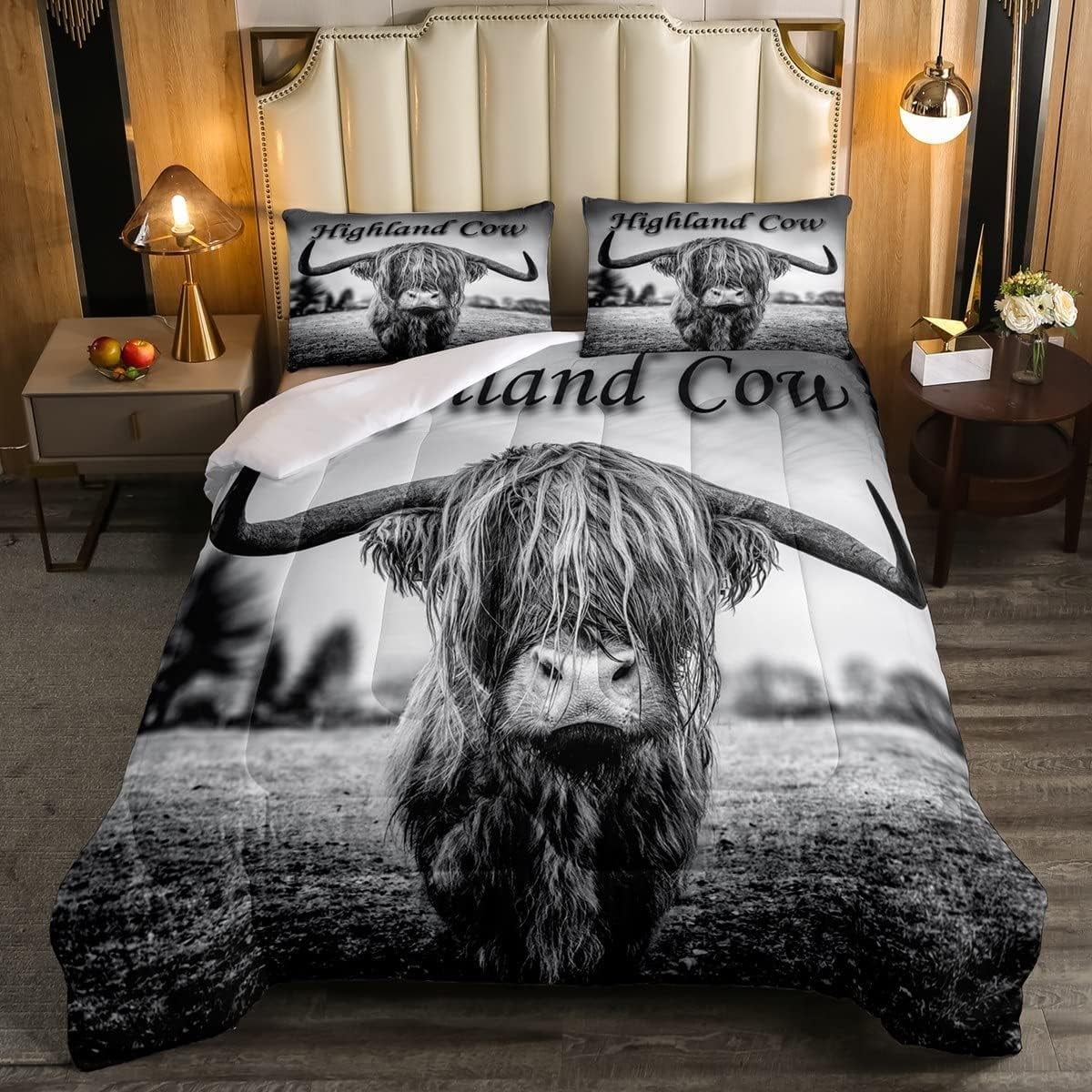 Western Cow Bedding Set Highland Cow King Size Comforter Sets for Men ...