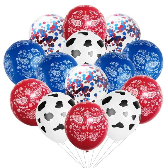 Western Cow Boy Balloon Blue Red Cowboy Bandana Latex Balloons Confetti ...