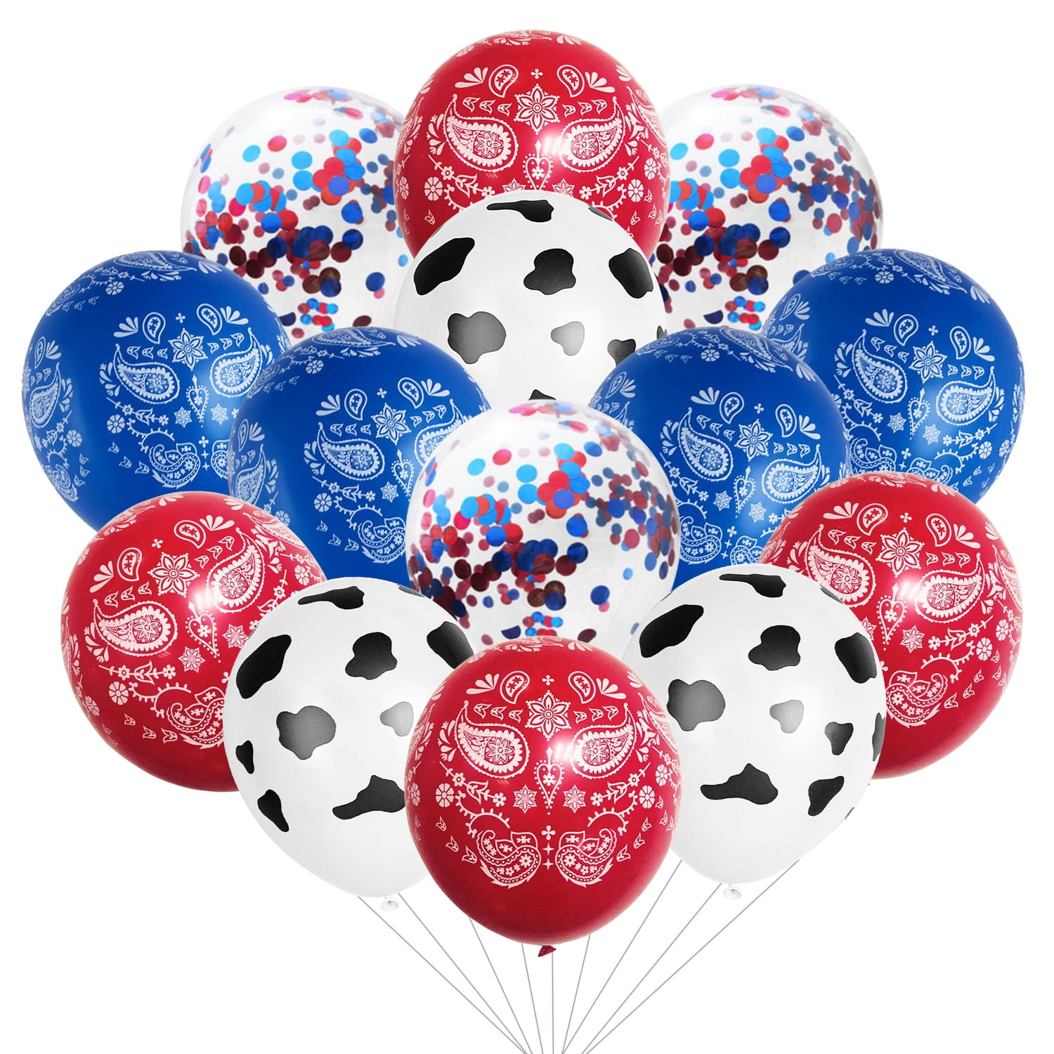 Western Cow Boy Balloon Blue Red Cowboy Bandana Latex Balloons Confetti ...