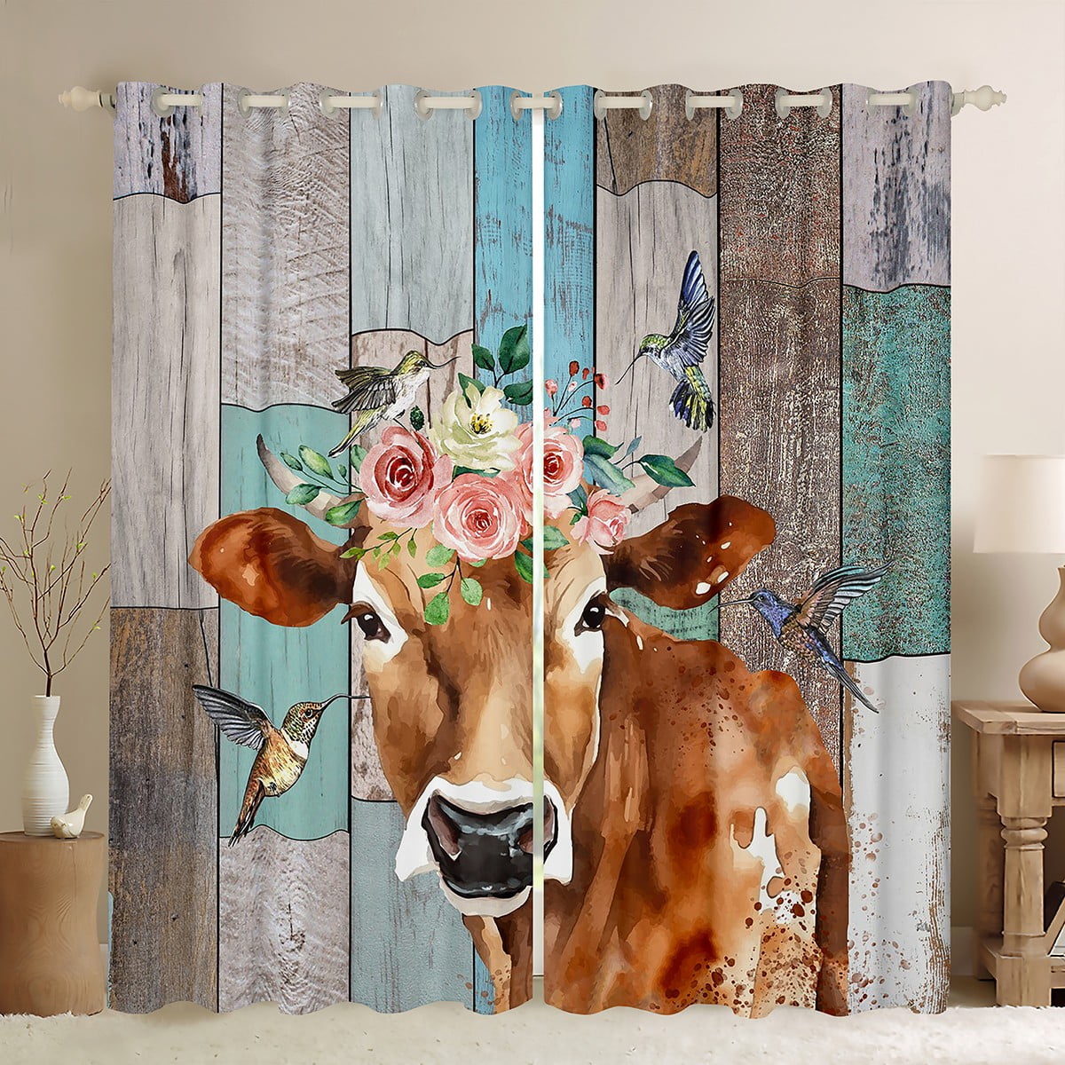 Western Cow Print Blackout Curtains for Cowboy Farmhouse Country Decor ...