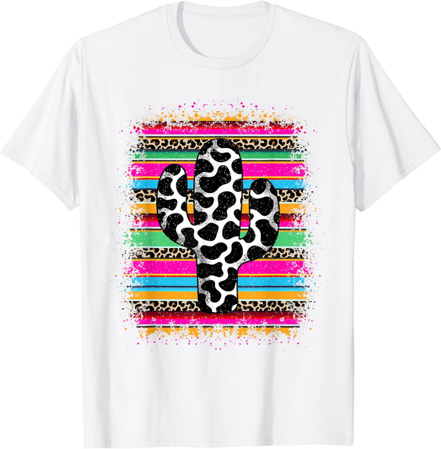 Western Cow Print Cactus Serape Cowgirl Cowboy Women Girls T-Shirt ...