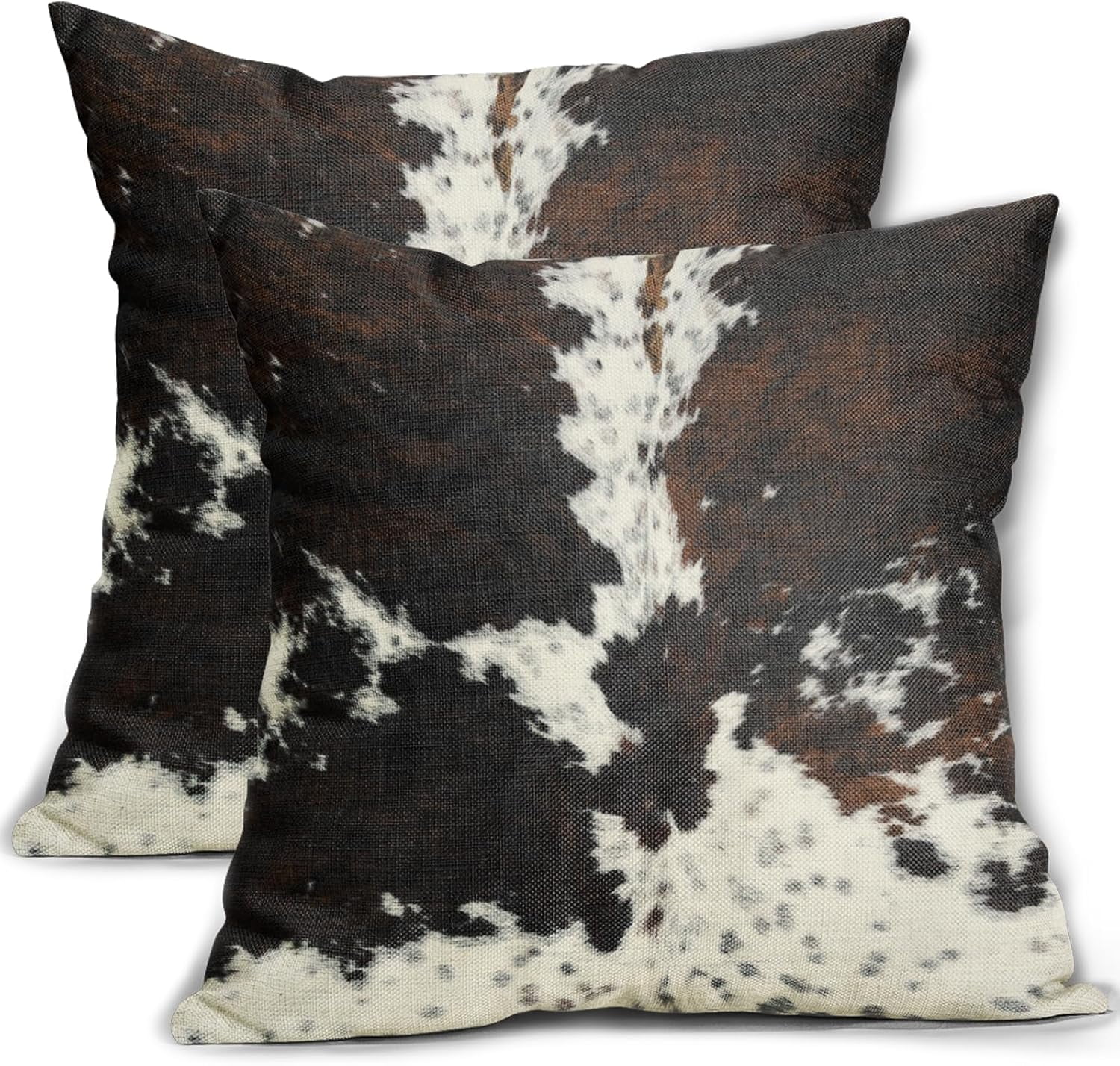 Western Cow Print Pillow Covers 18x18 Set of 2 Black White Brown ...
