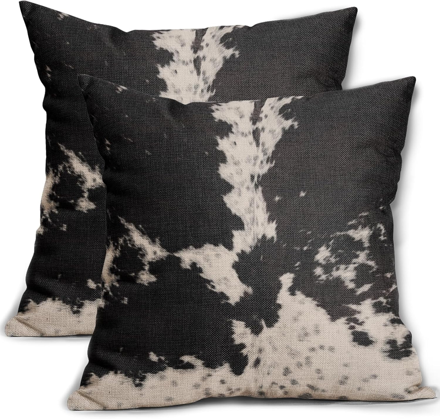Western Cow Print Pillow Covers 18x18 Set of 2 Rustic Black Cream ...