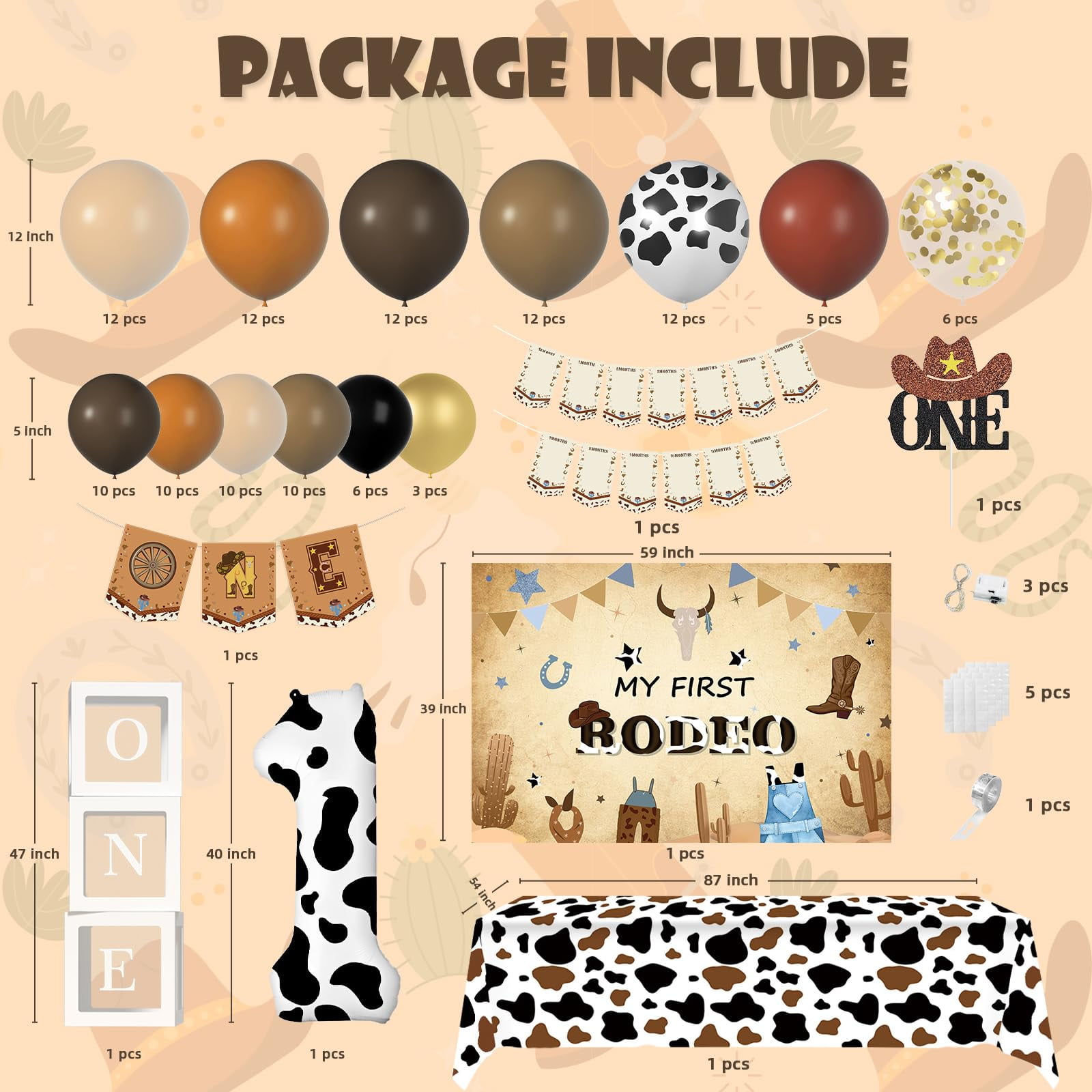 Western Cowboy 1st AJH3 Birthday Decorations with Cowboy Balloons 1 ...