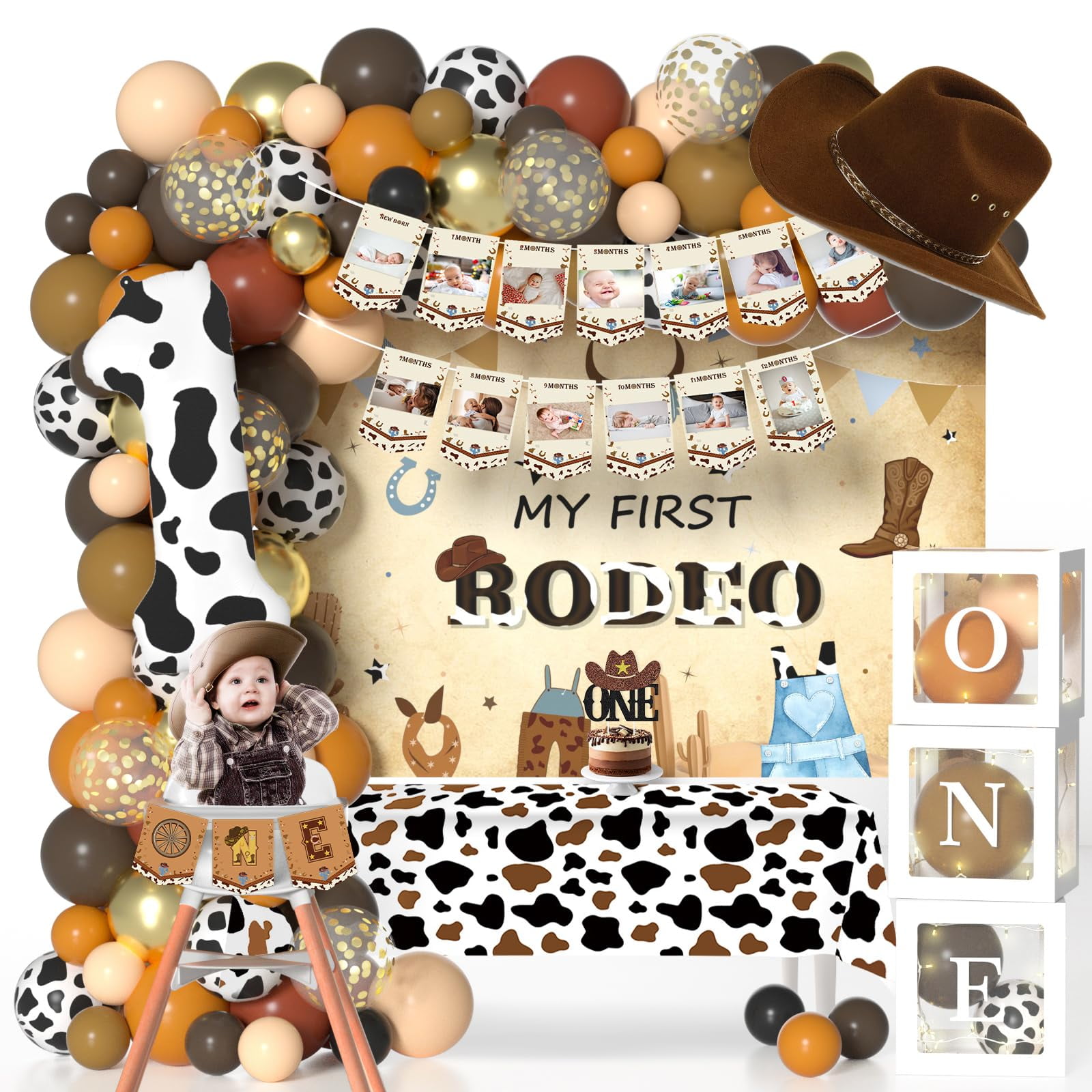 Western Cowboy 1st Birthday AIF4 Decorations with Cowboy Balloons 1 ...