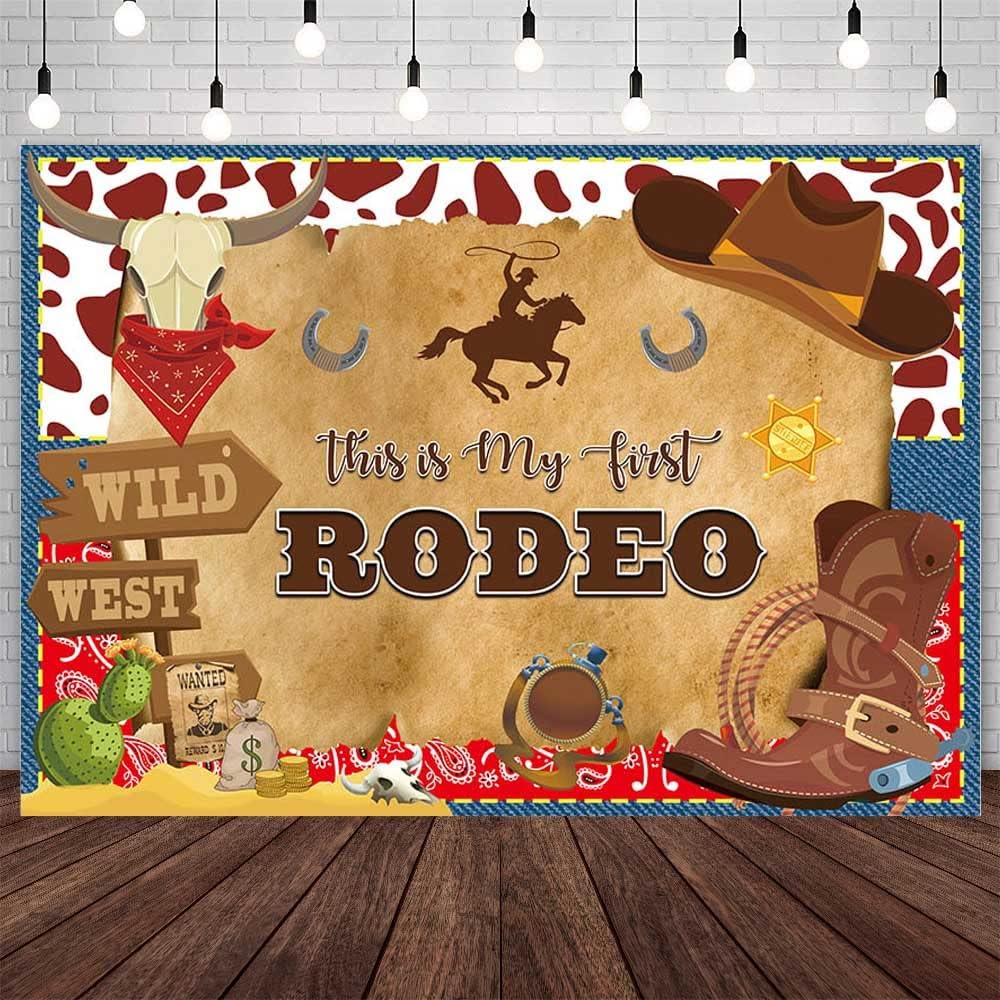 Western Cowboy 1st Birthday Backdrop This is My First Rodeo 1st ...