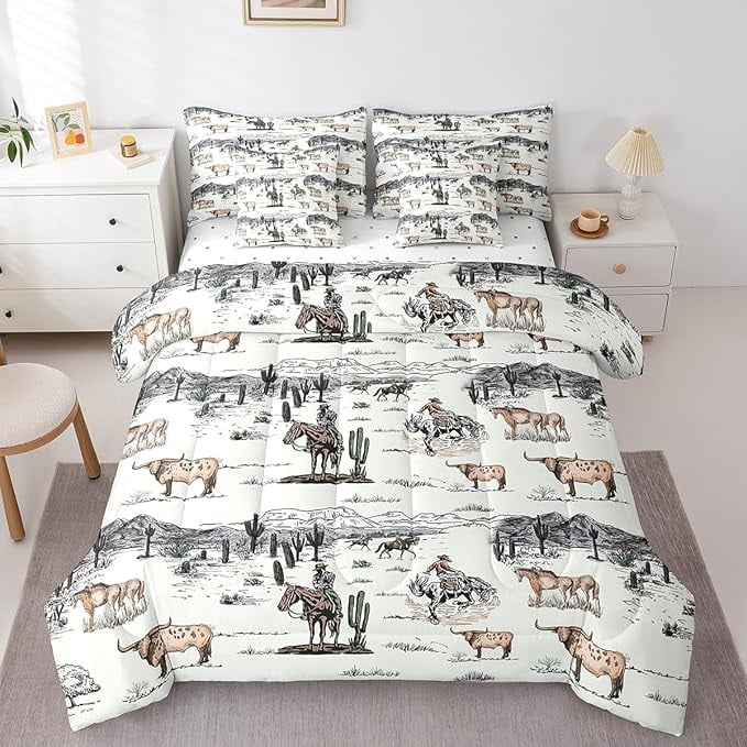 Western Cowboy 7Pcs Comforter Set Full Size,Vintage Southwest Style ...