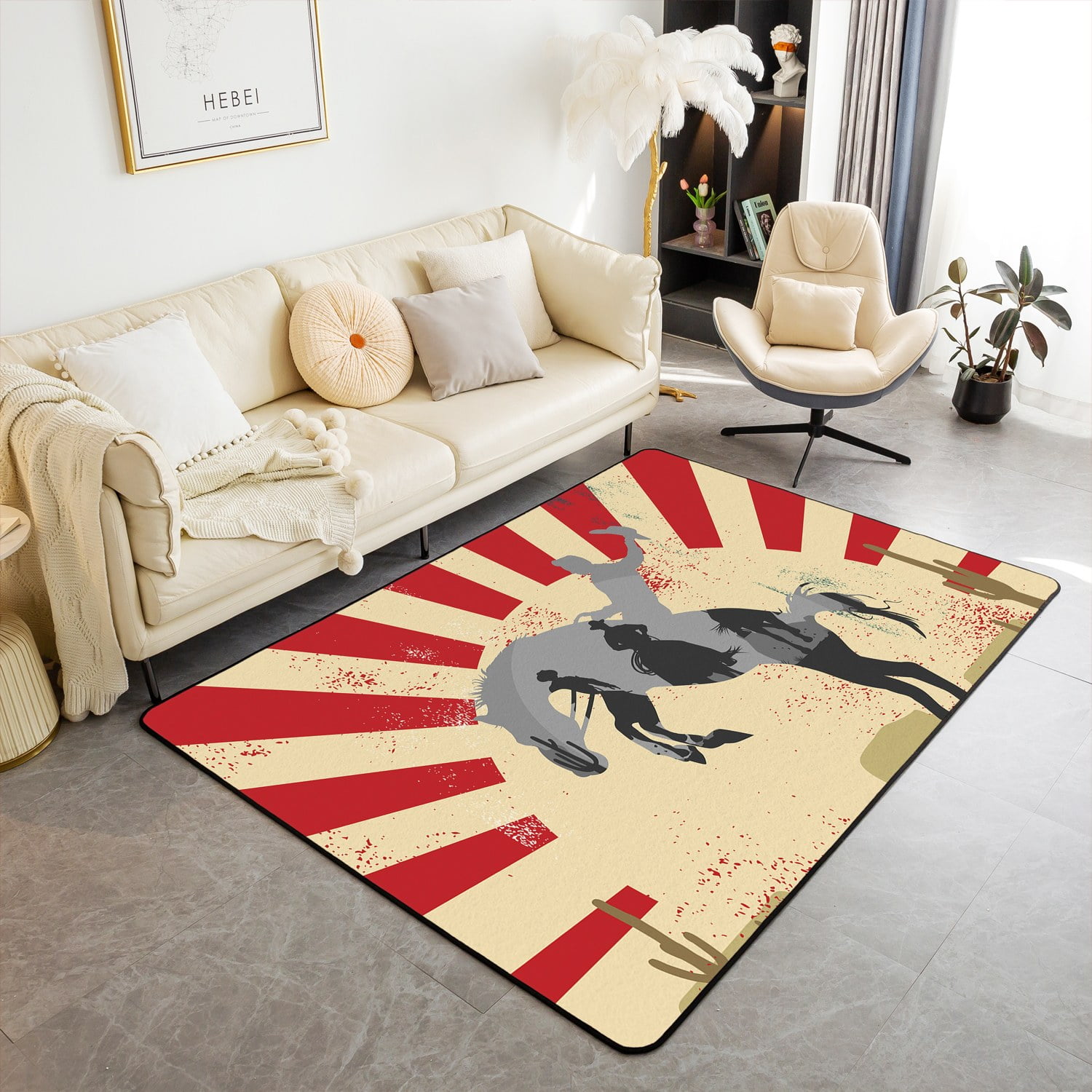 Western Cowboy Area Rug 3x5,Retro Western Decor Indoor Floor Mat for ...
