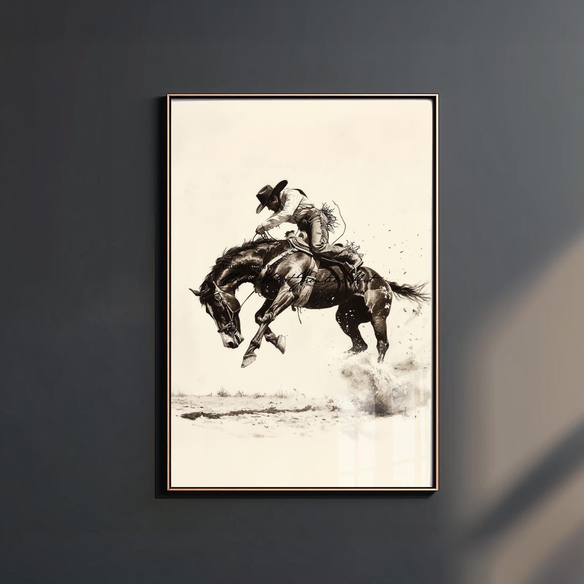 Western Cowboy Art Print, Rustic Ranch Decor For Man Cave Home Decor ...