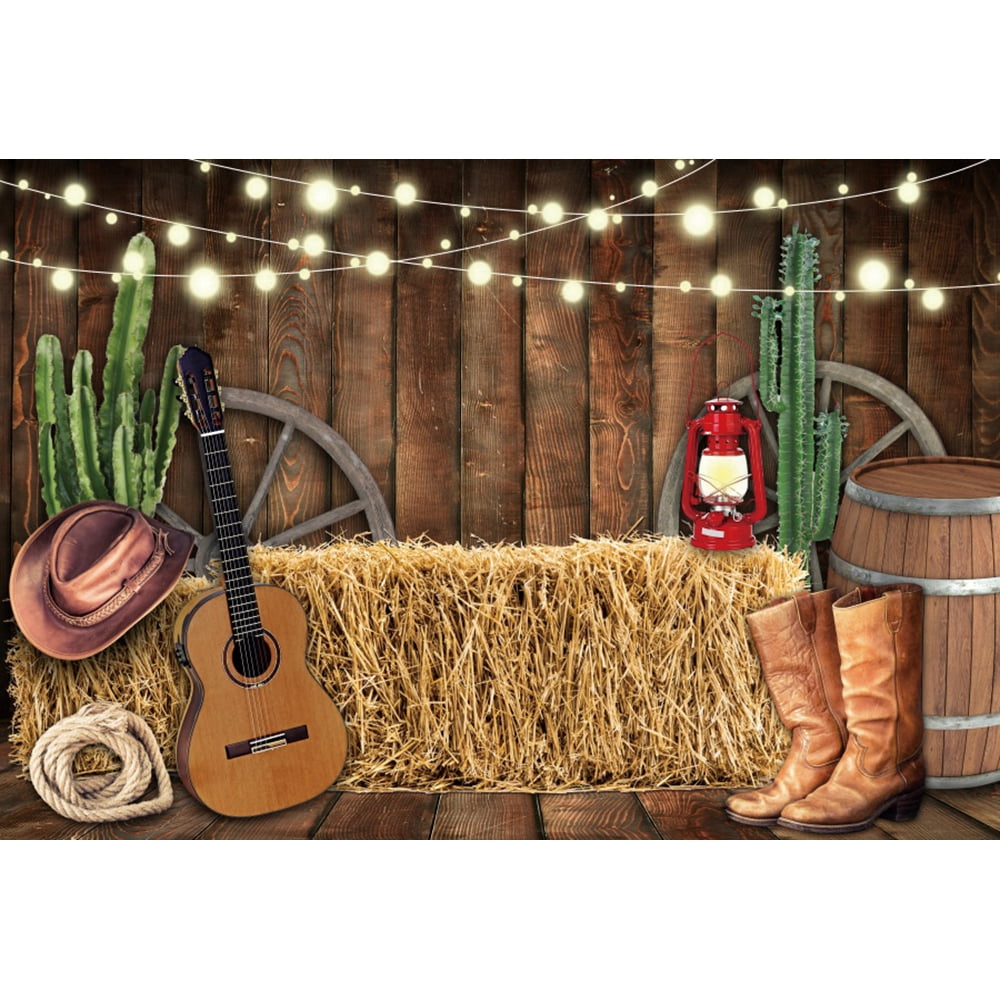 Western Cowboy Baby Birthday Backdrop Farm Saloon Barn Horse USA ...
