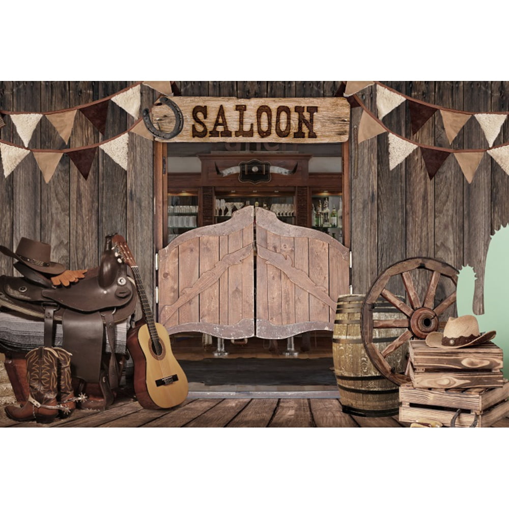 Western Cowboy Baby Birthday Backdrop Farm Saloon Barn Horse USA ...
