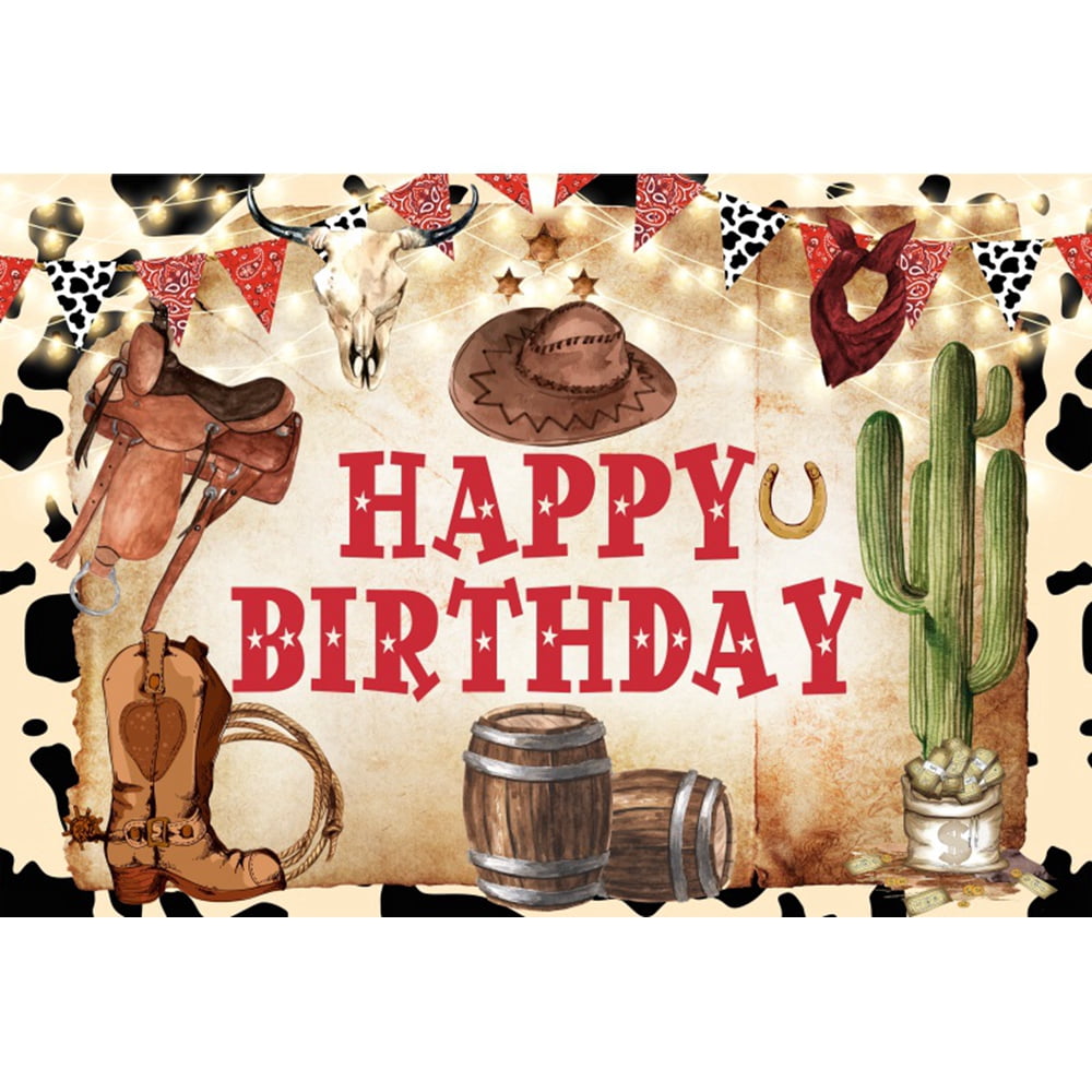 Western Cowboy Baby Birthday Backdrop Farm Saloon Barn Horse USA ...