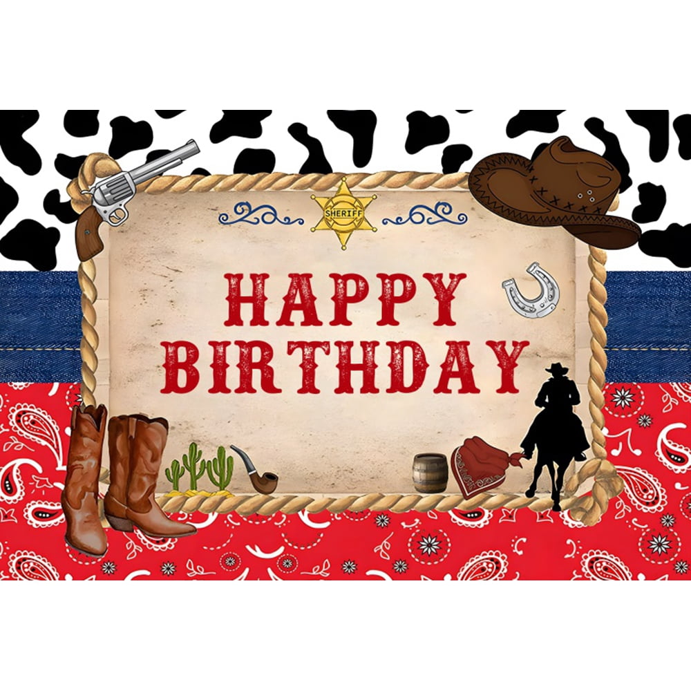 Western Cowboy Baby Birthday Backdrop Farm Saloon Barn Horse USA ...