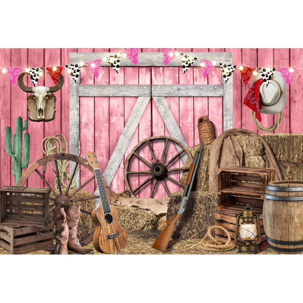 Western Cowboy Baby Birthday Backdrop Farm Saloon Barn Horse USA ...