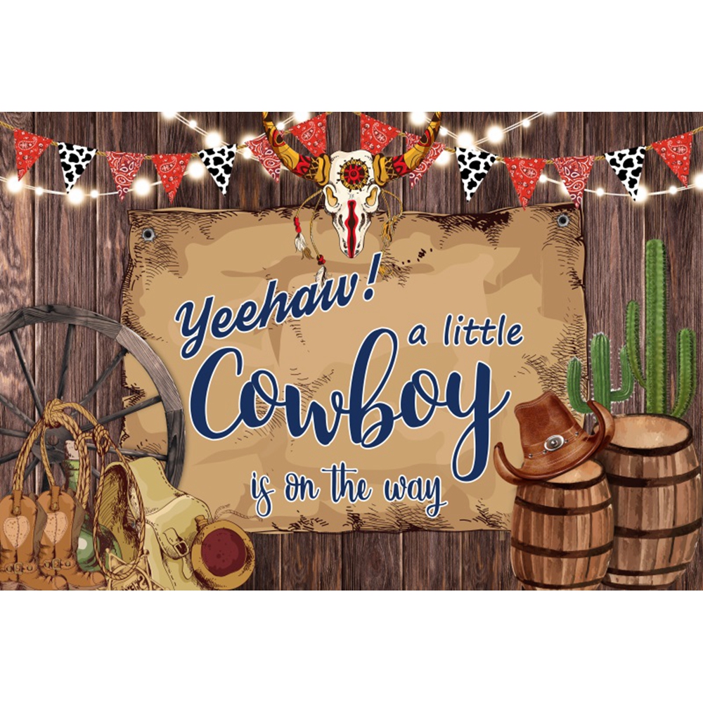 Western Cowboy Baby Birthday Backdrop Farm Saloon Barn Horse USA ...