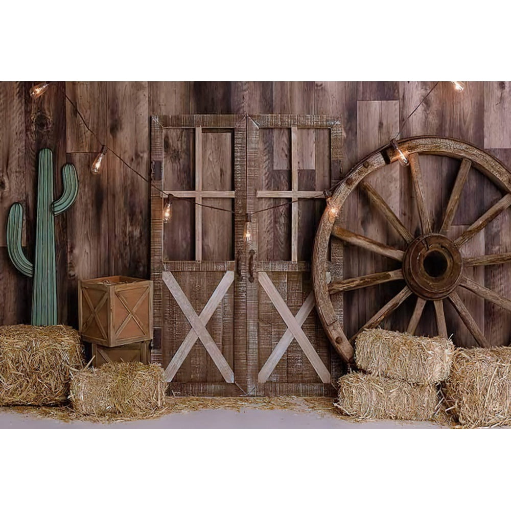 Western Cowboy Baby Birthday Backdrop Farm Saloon Barn Horse USA ...