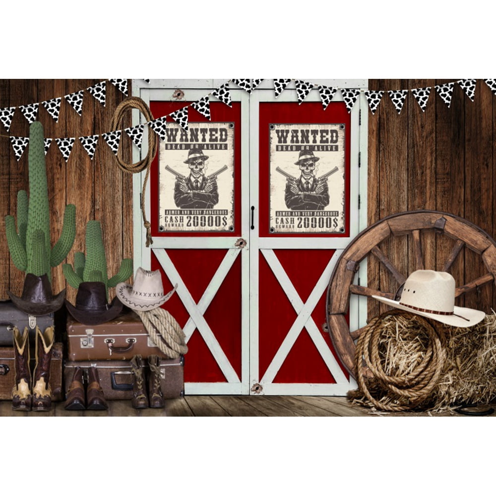 Western Cowboy Baby Birthday Backdrop Farm Saloon Barn Horse USA ...
