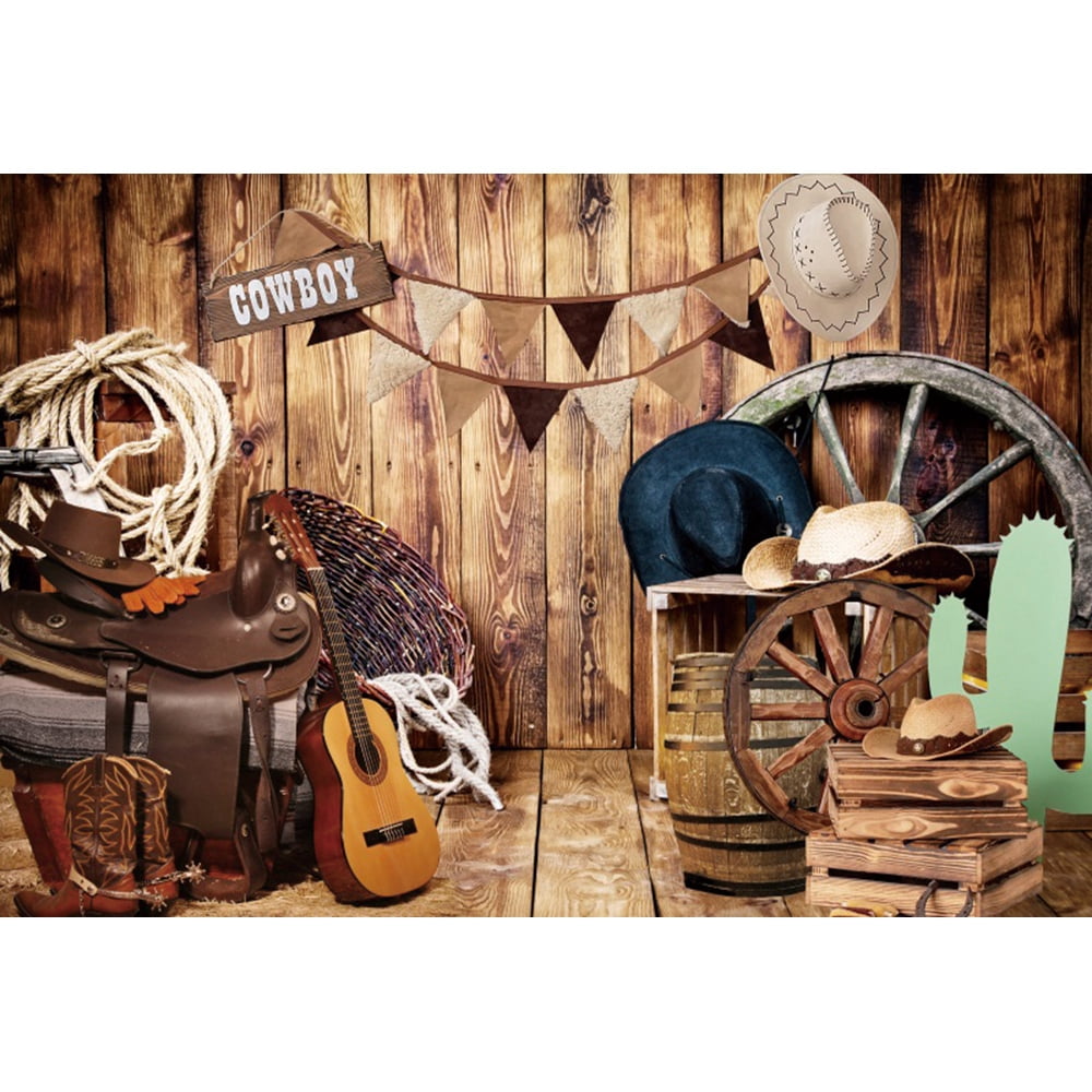 Western Cowboy Baby Birthday Backdrop Farm Saloon Barn Horse USA ...