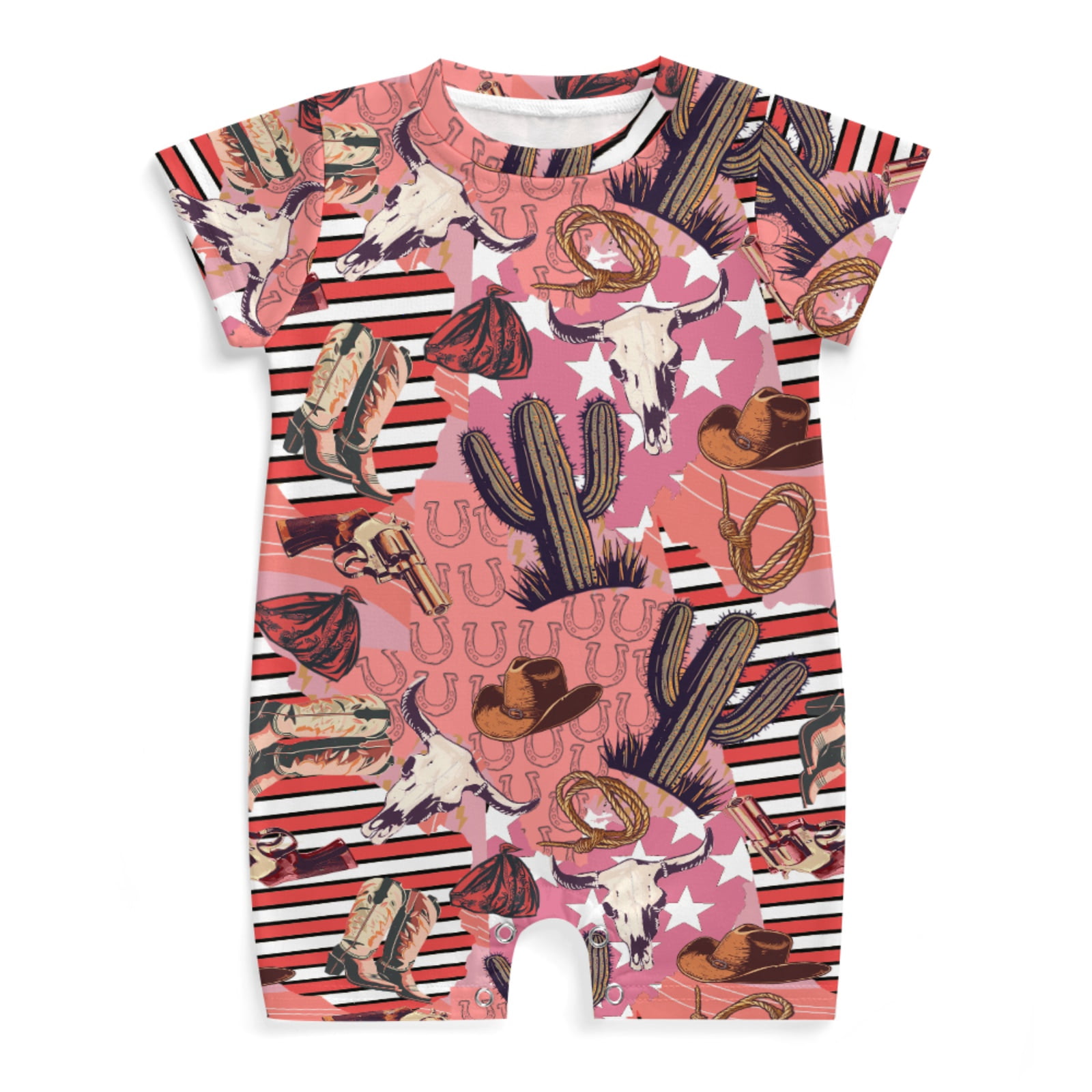 Western Cowboy Baby Romper Girl Cowboys Boot Hat Goat Cactus American ...