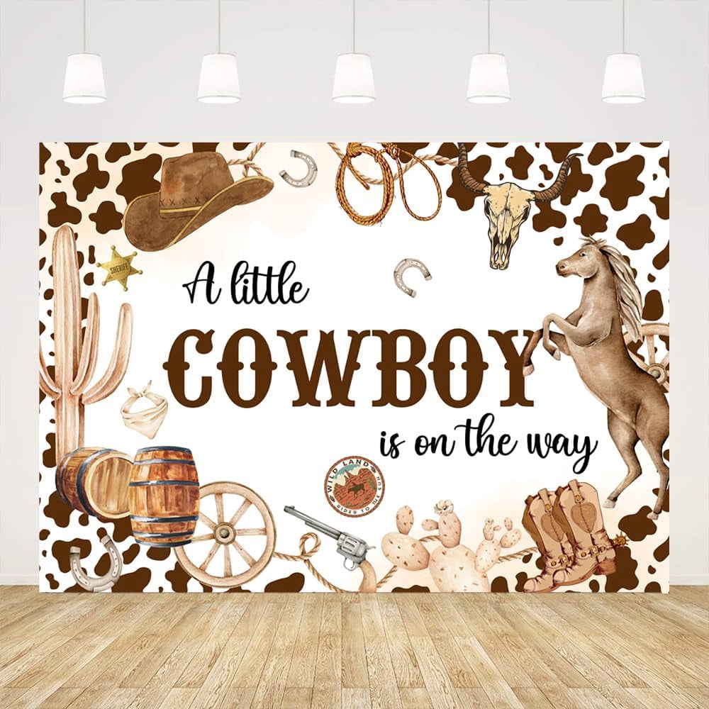 Western Cowboy Baby Shower Backdrop 7x5ft A Little Cowboy is On The Way ...
