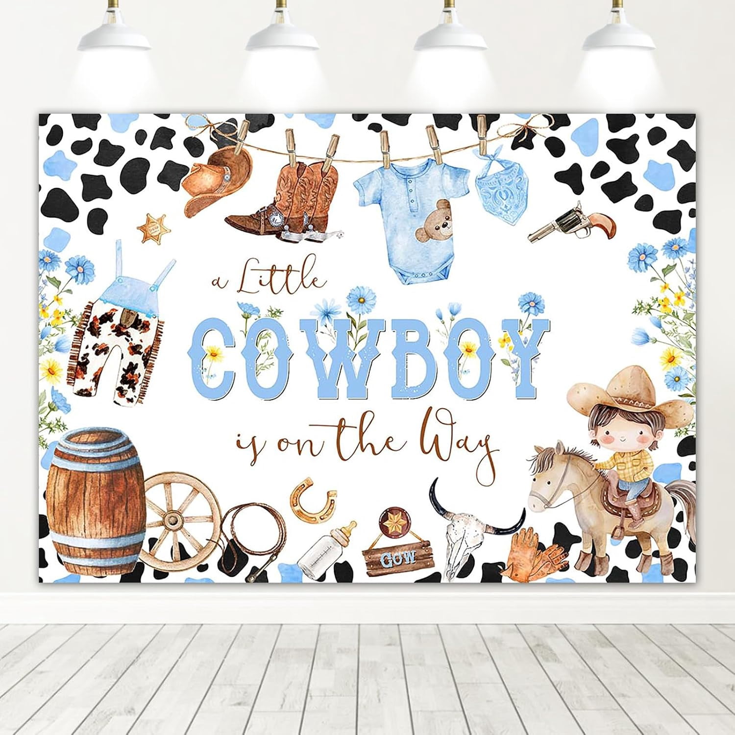 Western Cowboy Baby Shower Backdrop A Little Cowboy is on The Way ...