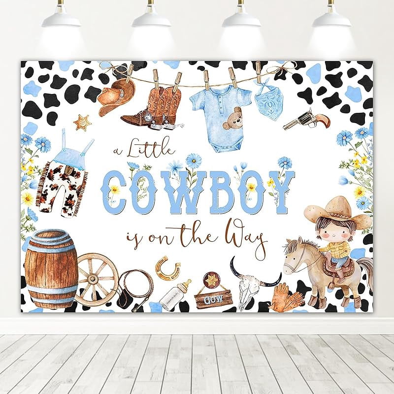 Western Cowboy Baby Shower Backdrop A Little Cowboy is on The Way ...