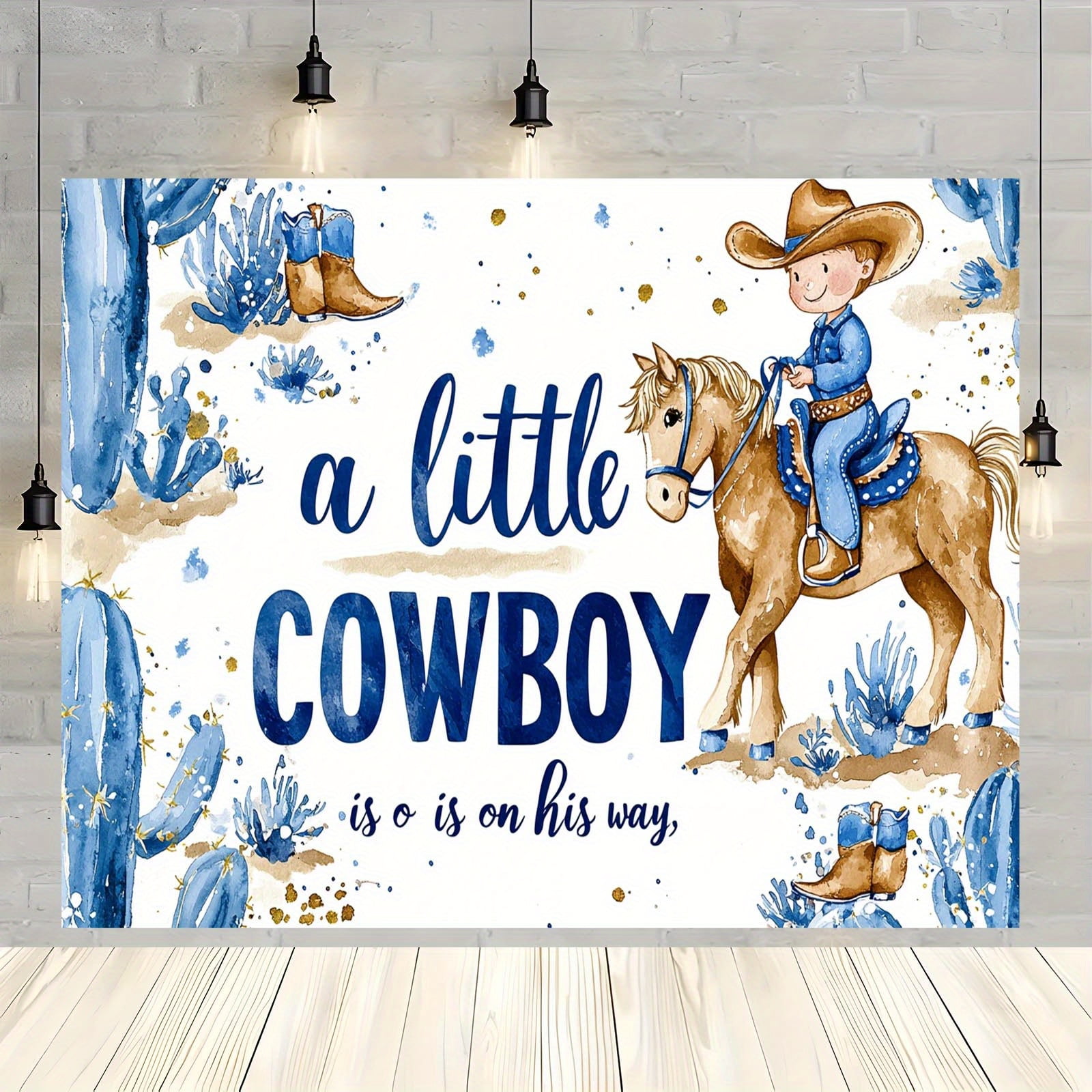 Western Cowboy Baby Shower Backdrop A Little Cowboy is On His Way ...