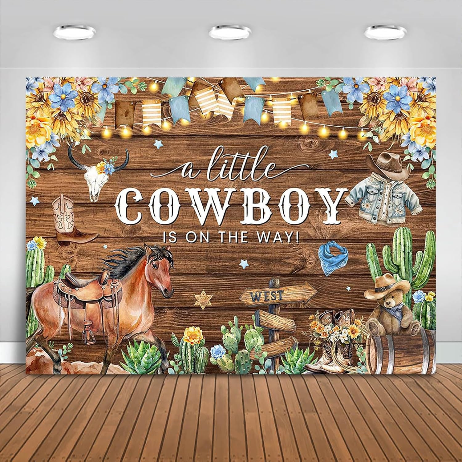 Western Cowboy Baby Shower Backdrop Wild West Rustic Baby Shower Party ...