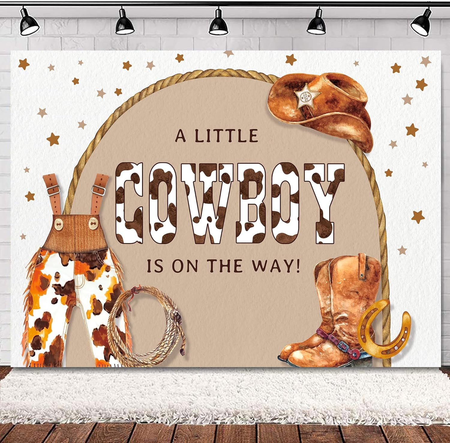 Western Cowboy Backdrop A Little Cowboy is on the Way Baby Shower Cow ...