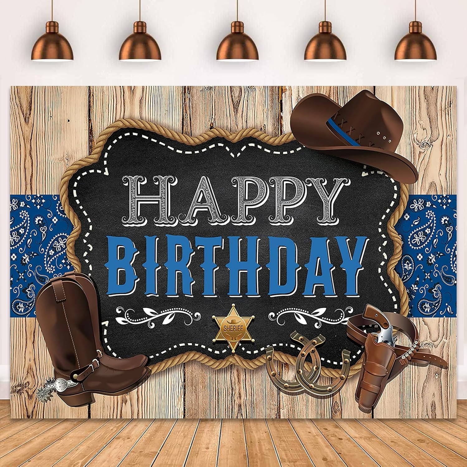 Western Cowboy Backdrop Banner Wild West Birthday Party Background ...