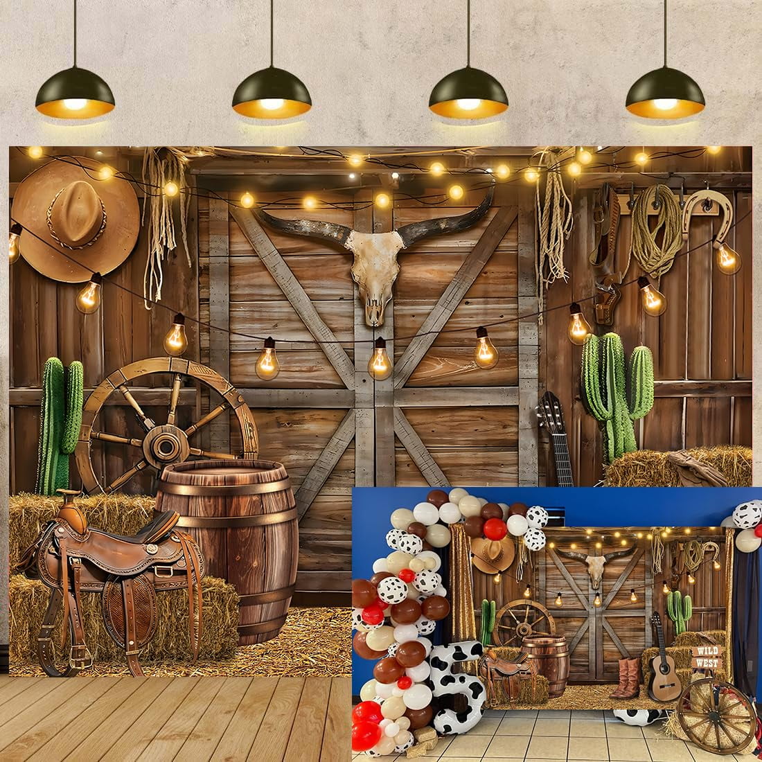 Western Cowboy Backdrop Kids OIF8 Western Party Decorations 8x6FT Wild ...